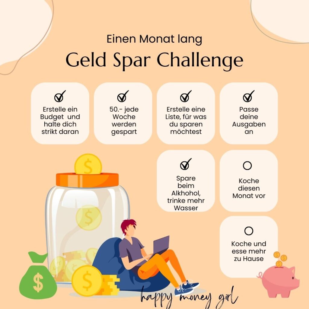 Mini Geld Spar Challenge für einen Monat - Nadja Horlacher - Happy ...